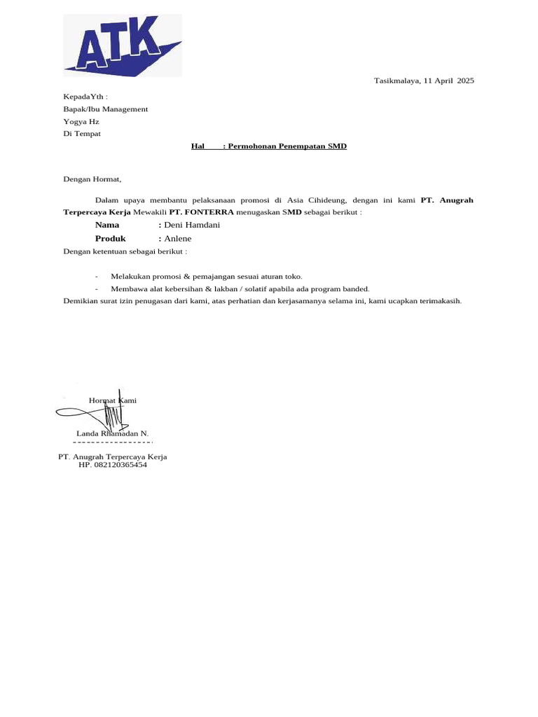 Surat Tugas ATK | PDF