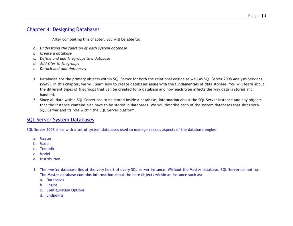 Chapter 4 - Part II - Create A Database | PDF | Microsoft Sql Server ...