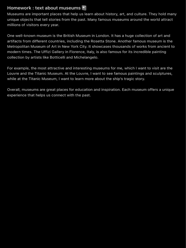 Homework Text About Museums? | PDF