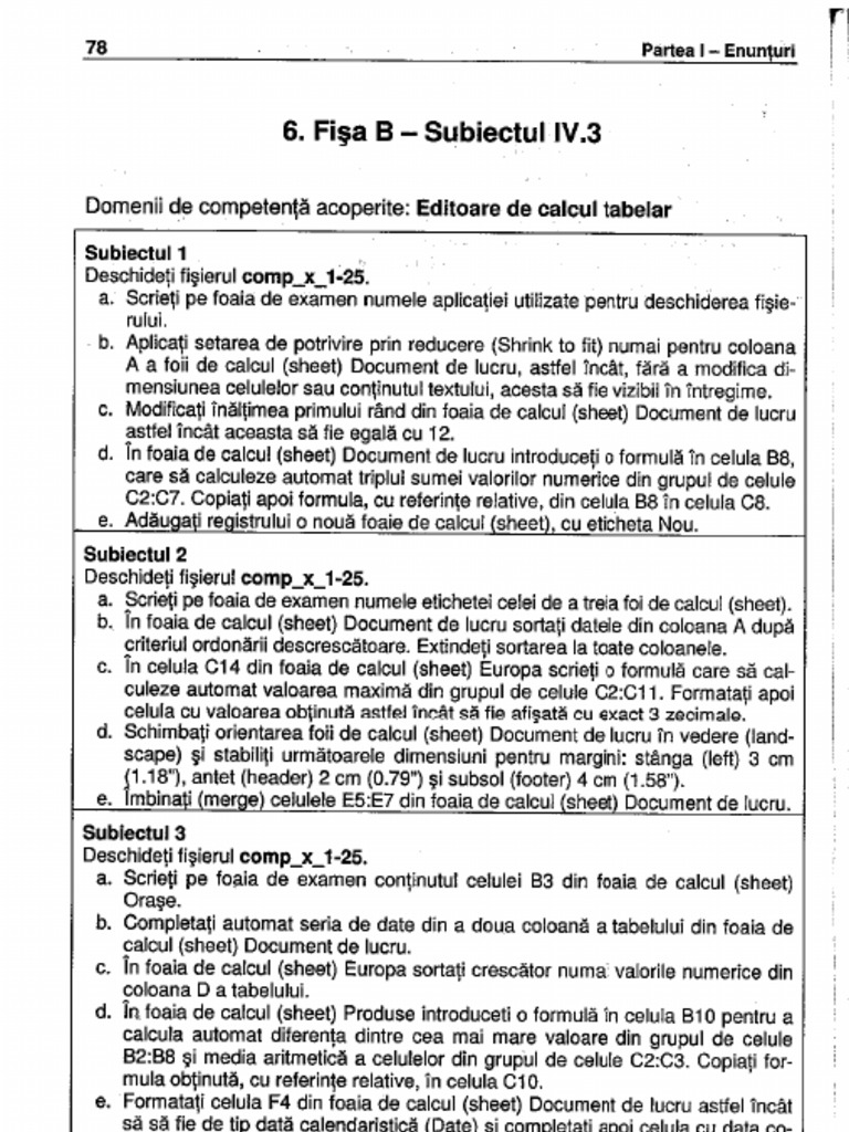 Exercitii Excel | PDF