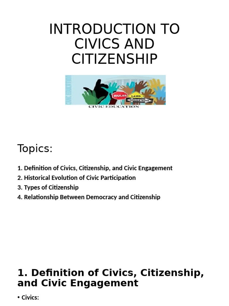 Introduction To Civics | PDF | Citizenship | Democracy