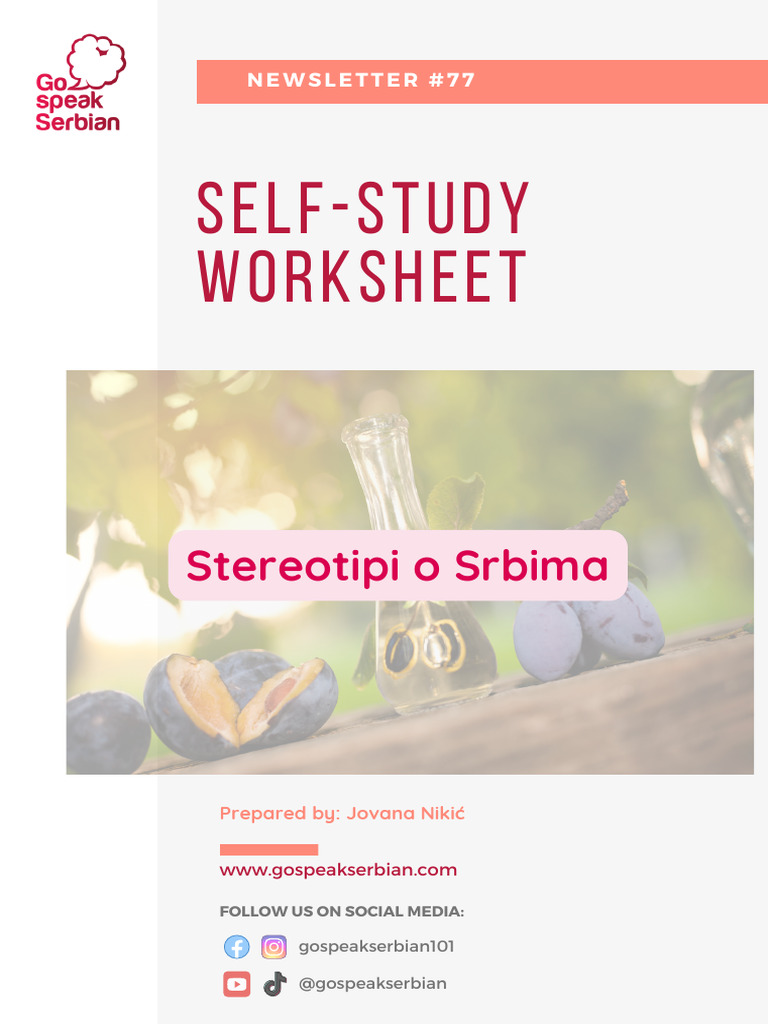 Self-Study Worksheet: Stereotipi o Srbima | PDF