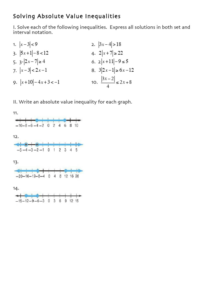 Linear and Abs Value Inequality WKSTs | PDF | Inequality (Mathematics ...