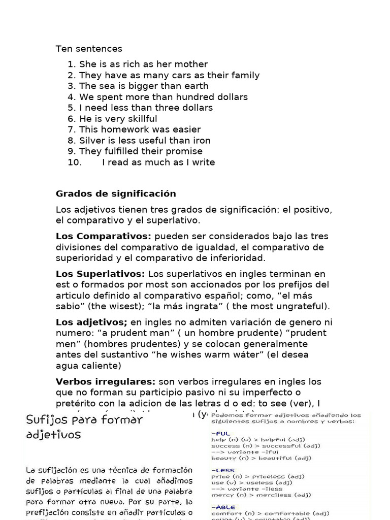 Ten Sentences With Comp, Super | PDF
