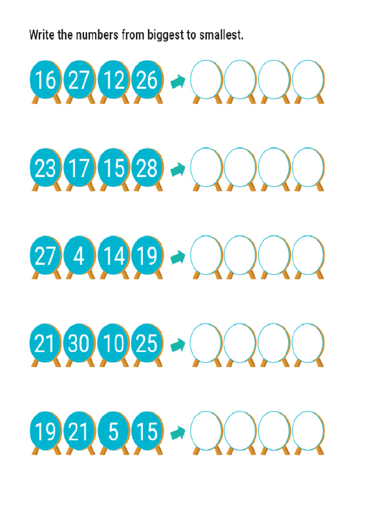 Descending Order Worksheet 2 | PDF