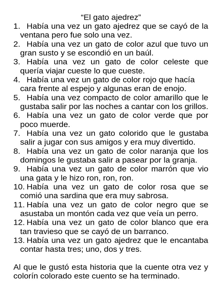 Cuento El Gato Ajedrez Pdf