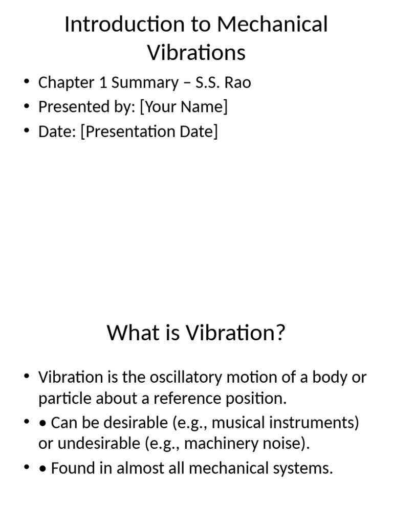 Mechanical Vibrations Chapter1 Detailed | PDF | Damping | Classical ...