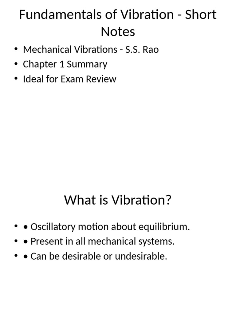 Chapter1 Short Notes Vibrations | PDF