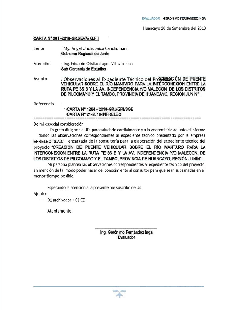 PDF Informe de Observaciones Al Expediente Tecnico | PDF | Presupuesto