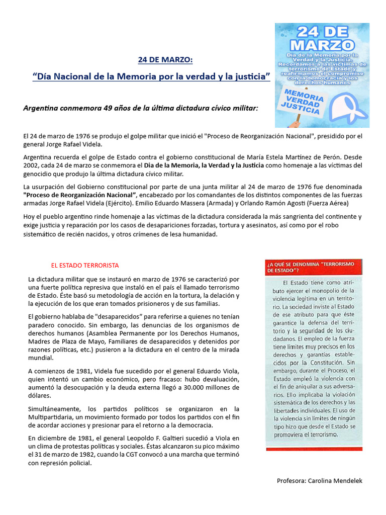 Memoria y Justicia: Dictadura en Argentina | PDF | Argentina
