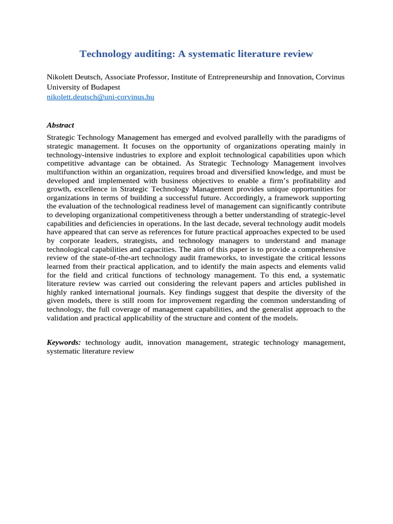 2024 05 Abstract Innovation Conference DN Technology Audit | PDF