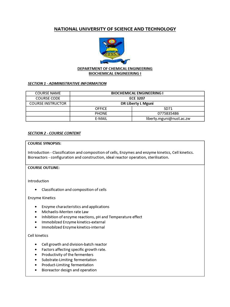 Biochemical Engineering Course Overview | PDF | Chemical Kinetics | Enzyme