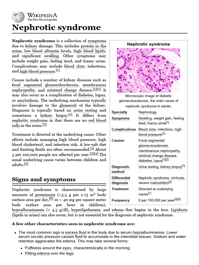 Nephrotic Syndrome - Wikipedia | PDF | Medical Specialties | Clinical ...
