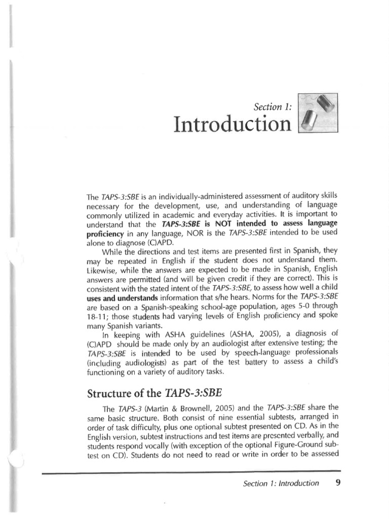 TAPS-3 Spanish (Part 1) | PDF