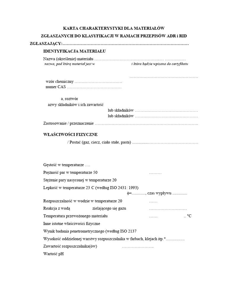 Karta ADR I RID | PDF