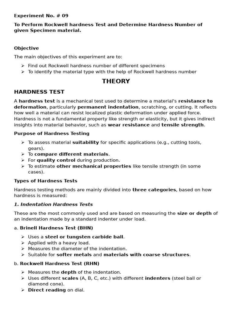 Rockwell Hardness Test Procedure Guide | PDF | Hardness | Applied And ...
