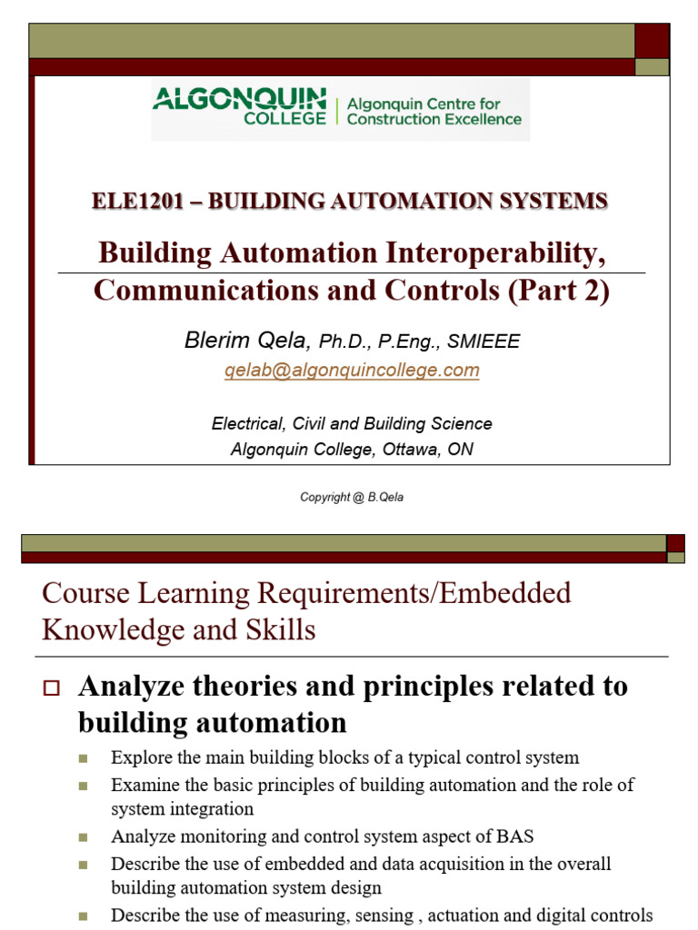 Lecture 3 - Building Automation Interoperability Communications and Controls (Part 2) | PDF ...