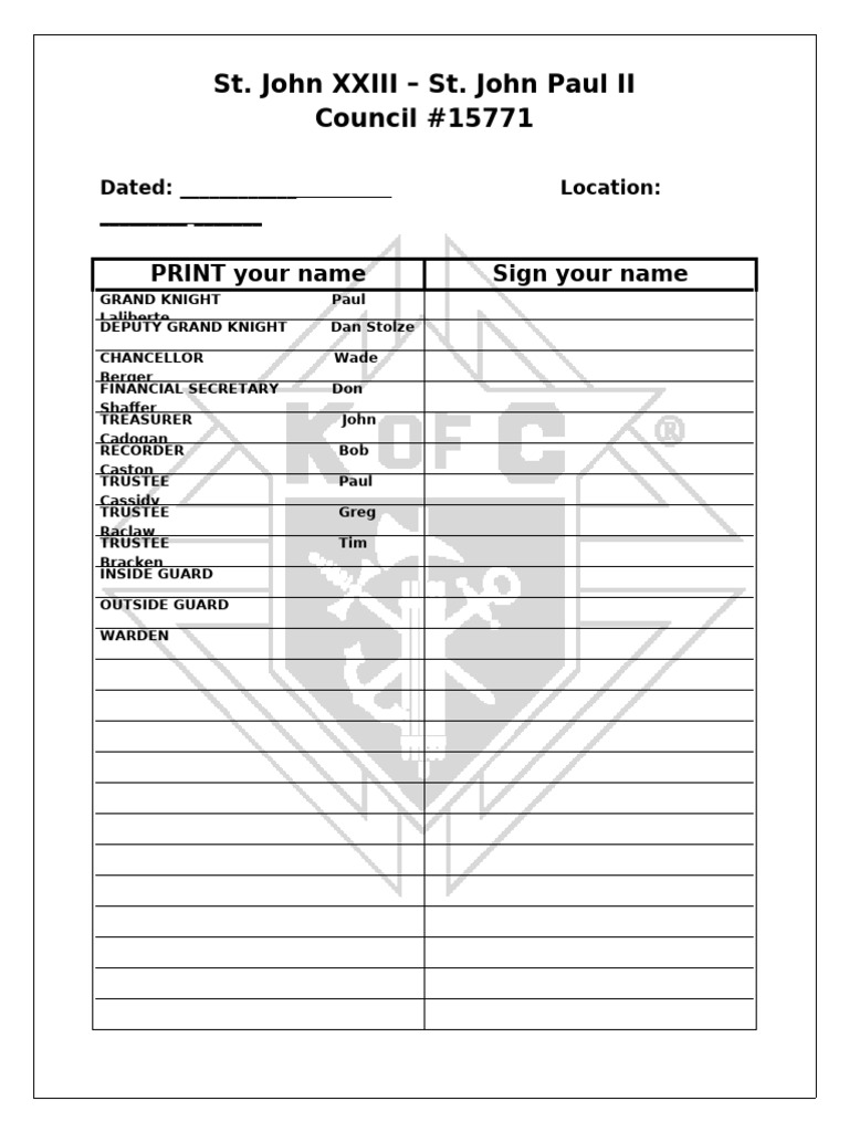 SignIn Sheet | PDF