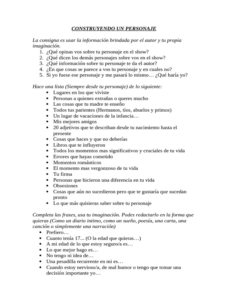 Construyendo Un Personaje | PDF