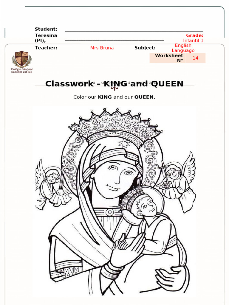 MAIO - Classwork Queen and King - Infantil 1 | PDF