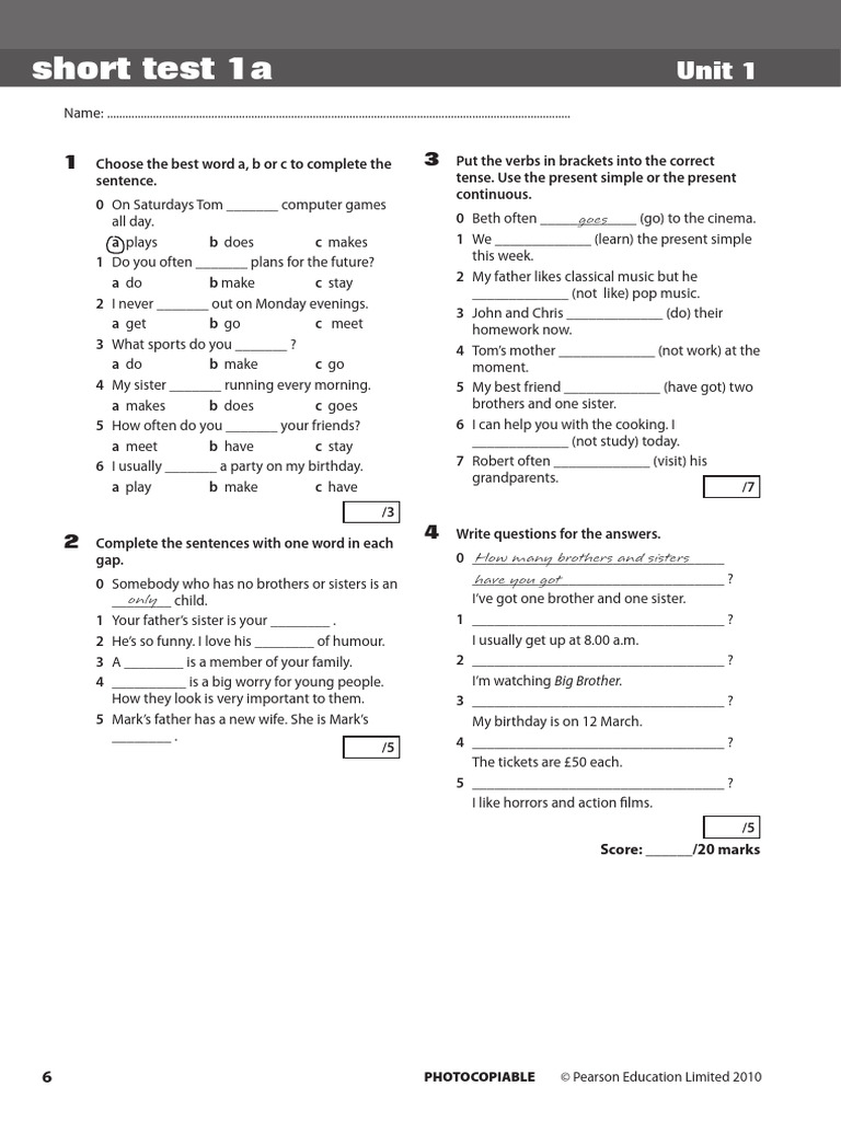 English Language Test: Unit 1 Practice | PDF | Languages | Foreign ...