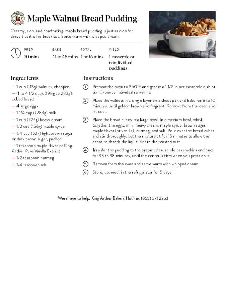 Maple Walnut Bread Pudding Recipe _ King Arthur Baking | PDF