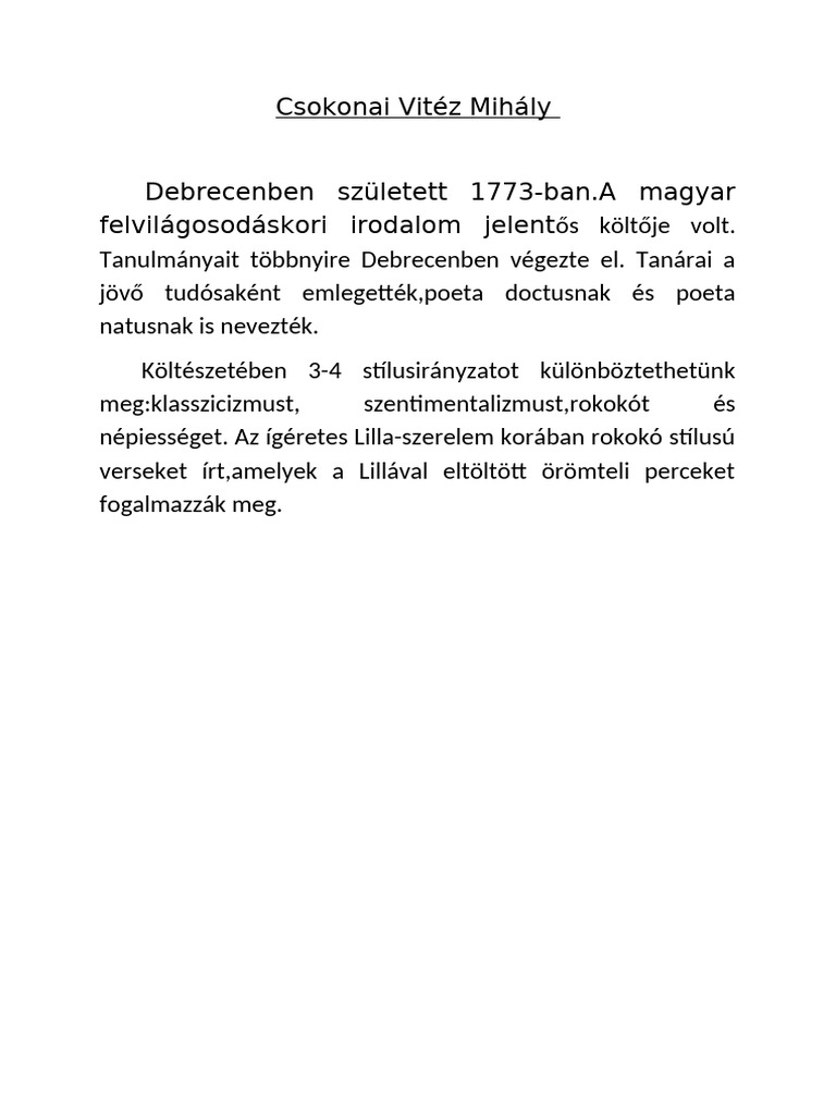 Csokonai Vitéz Mihály | PDF