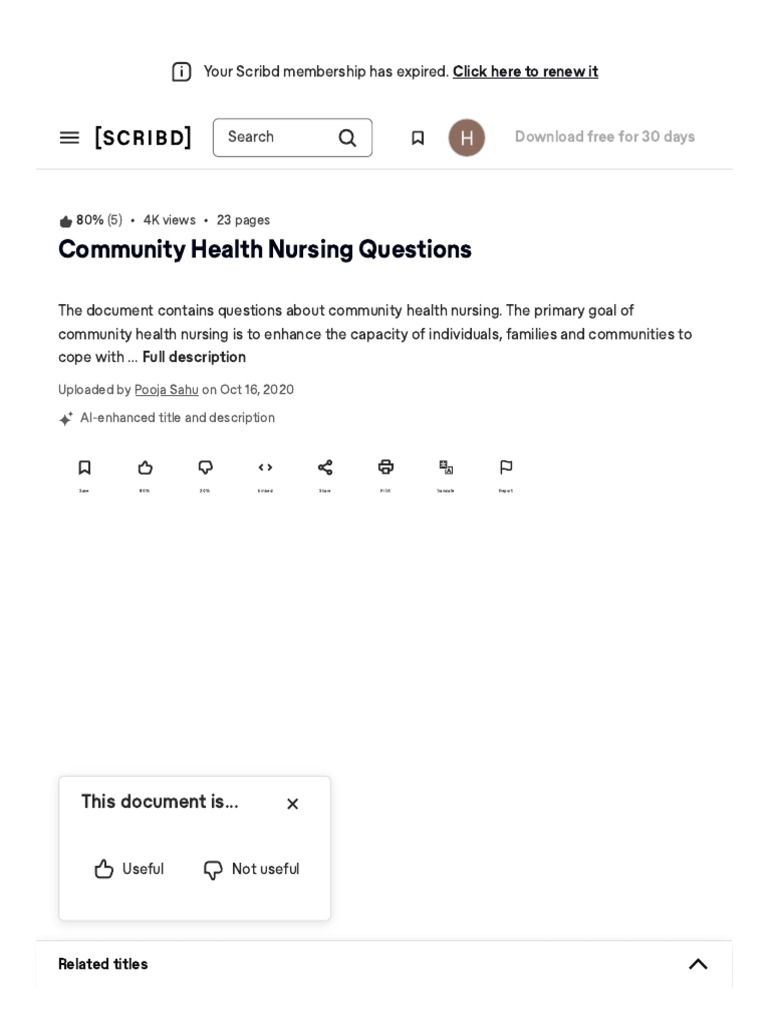 Community Health Nursing Questions - PDF - Midwife - Behavior | PDF ...
