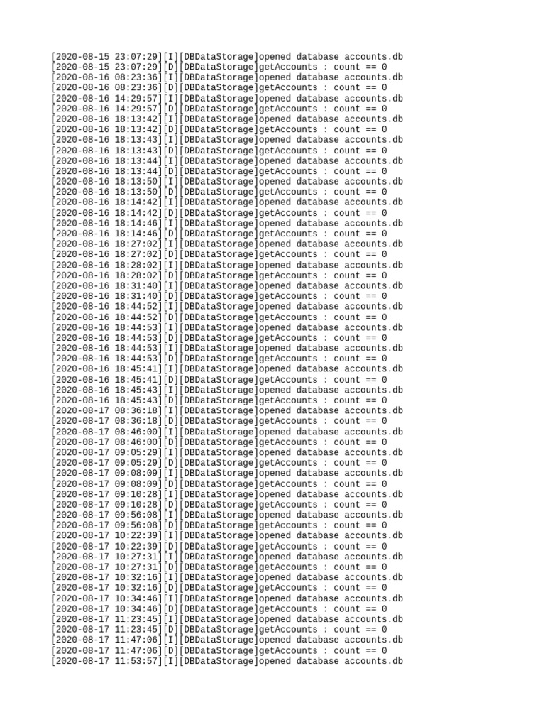 Database Access Log: No Accounts Found | PDF | Data Management | Databases