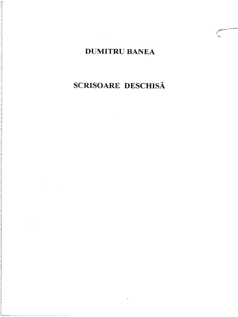 Scrisoare Deschisă - Dumitru Banea | PDF