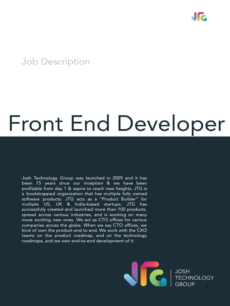 Front End Developer - 12 Months (Fresher-Batch 2026) - JD | PDF ...