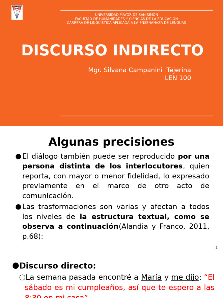 Discurso Indirecto | PDF | Lingüística