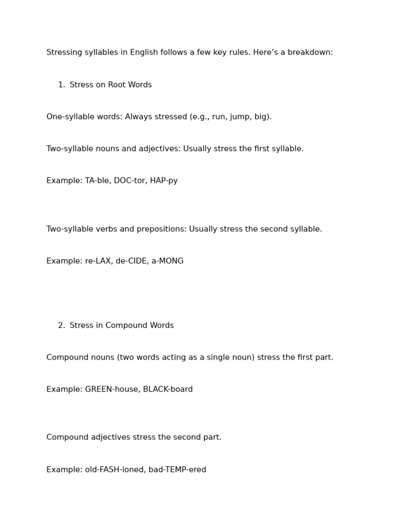 Rules of English Word Stress | PDF