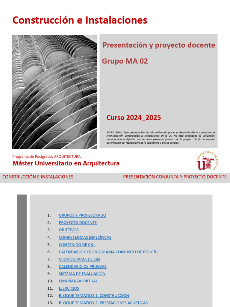 01 MA02 CI Presentación MASTER 2024 - 25 | PDF | Maestros | ruido