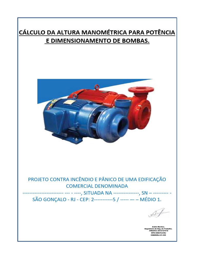 Cálculo da Altura Manométrica de Bombas | PDF | Bomba | Tecnologias de gás