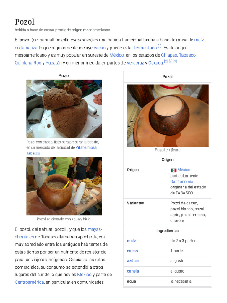Pozol - Wikipedia, la enciclopedia libre | PDF