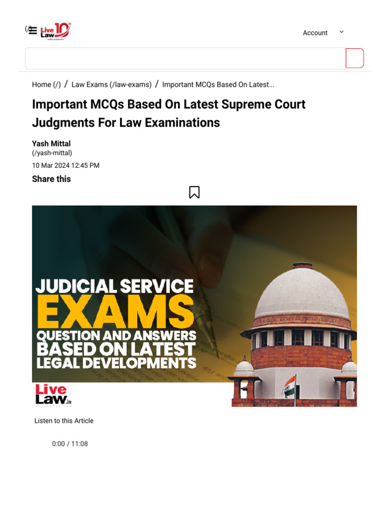 Important MCQs Based On Latest Supreme Court Judgments For Law ...