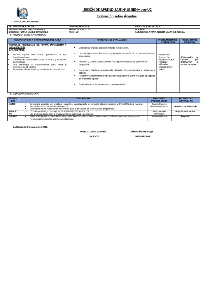 S15(Mayo)-4° (IB)MAT- U2-2025 (1) | PDF | Aprendizaje | Ciencia cognitiva