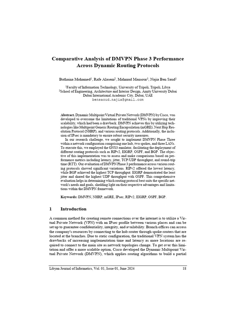 Comparative Analysis of DMVPN Phase3 Performance Across Dynamic Routing Protocols | PDF ...
