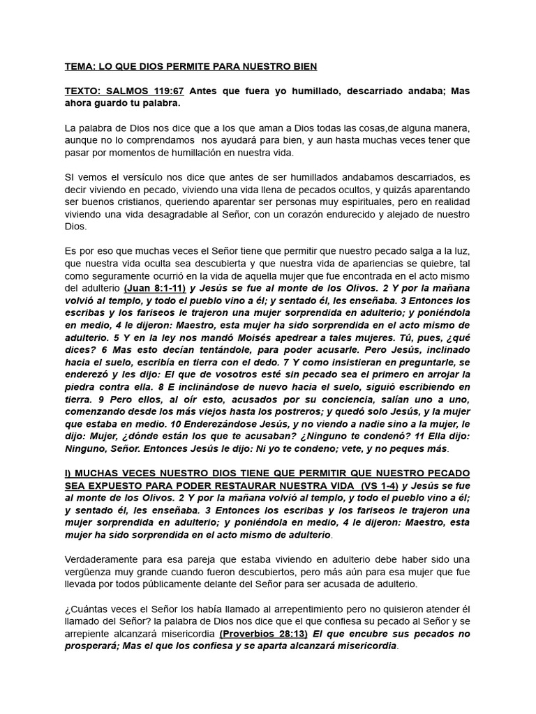 Lo Que Dios Permite para Nuestro Bien | PDF | Pecado | Jesús