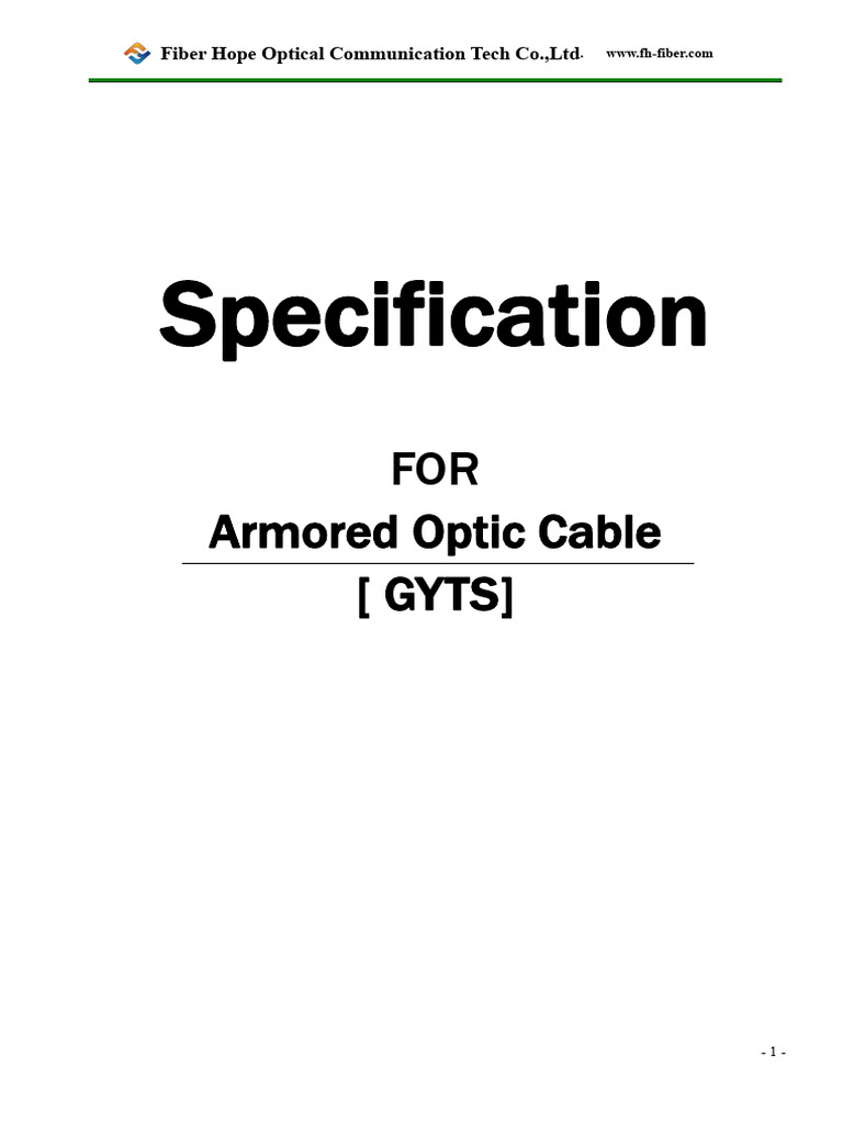 GYTS-Cable Specifications | PDF | Optical Fiber | Attenuation