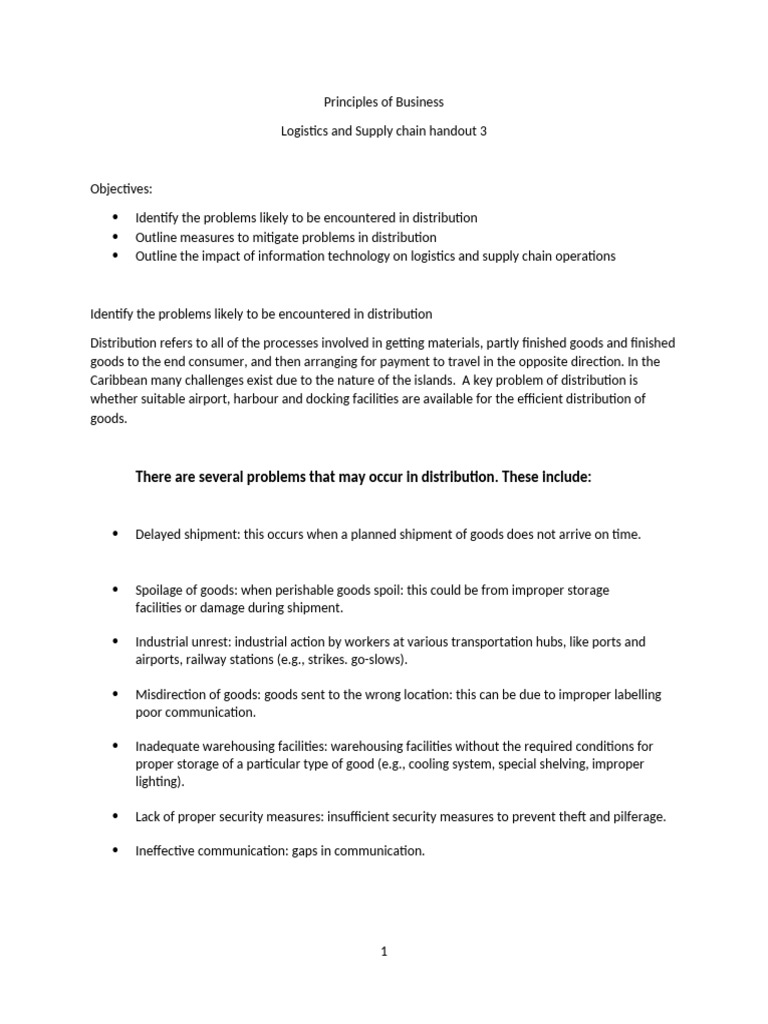 POB Grade 11 Logistics Handout 3 | PDF | Logistics | Geographic ...