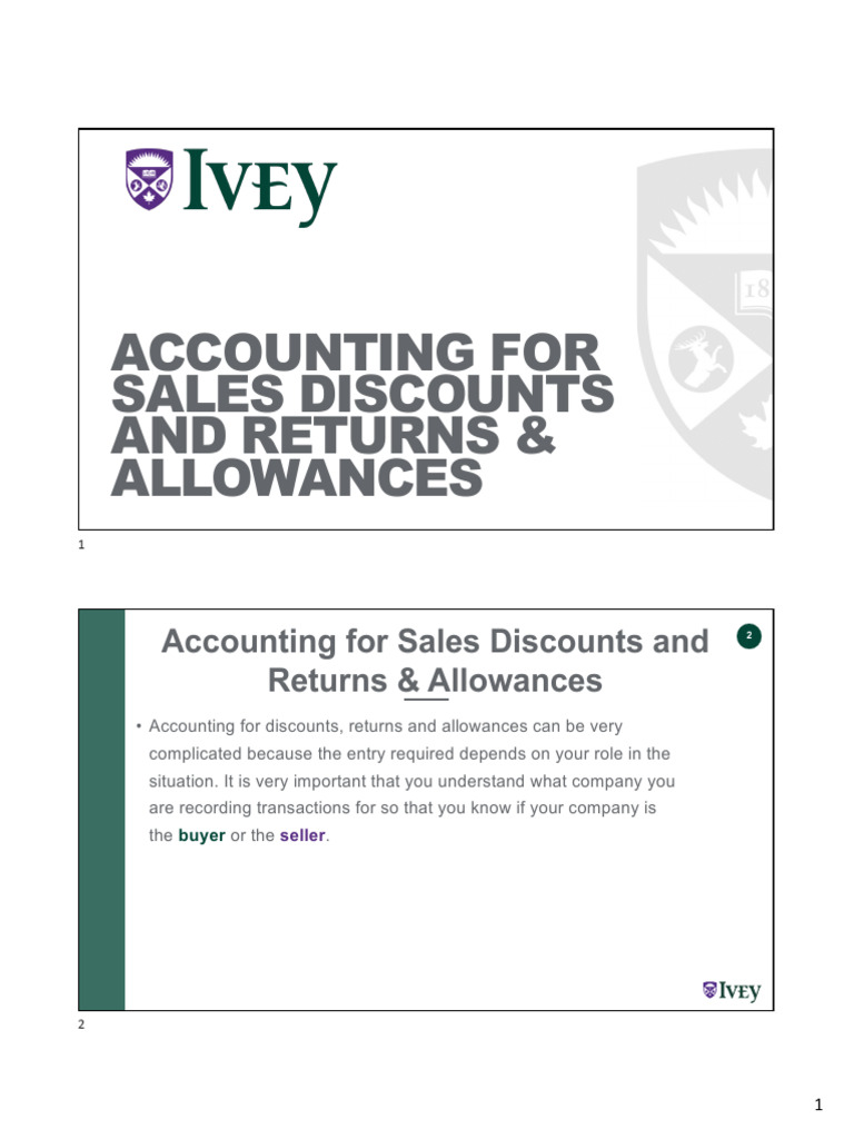 Accounting For Sales Discounts and Returns & Allowances | PDF | Sales | Discounts And Allowances