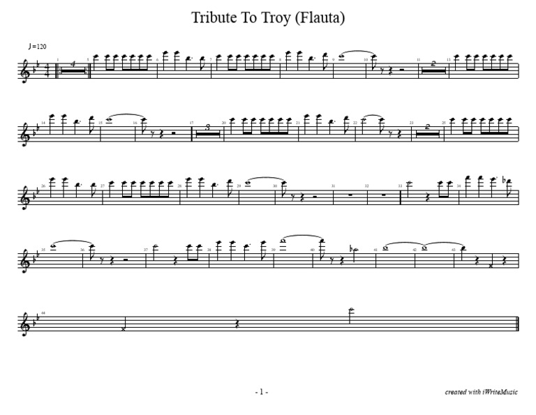 Tribute to Troy Sheet Music | PDF
