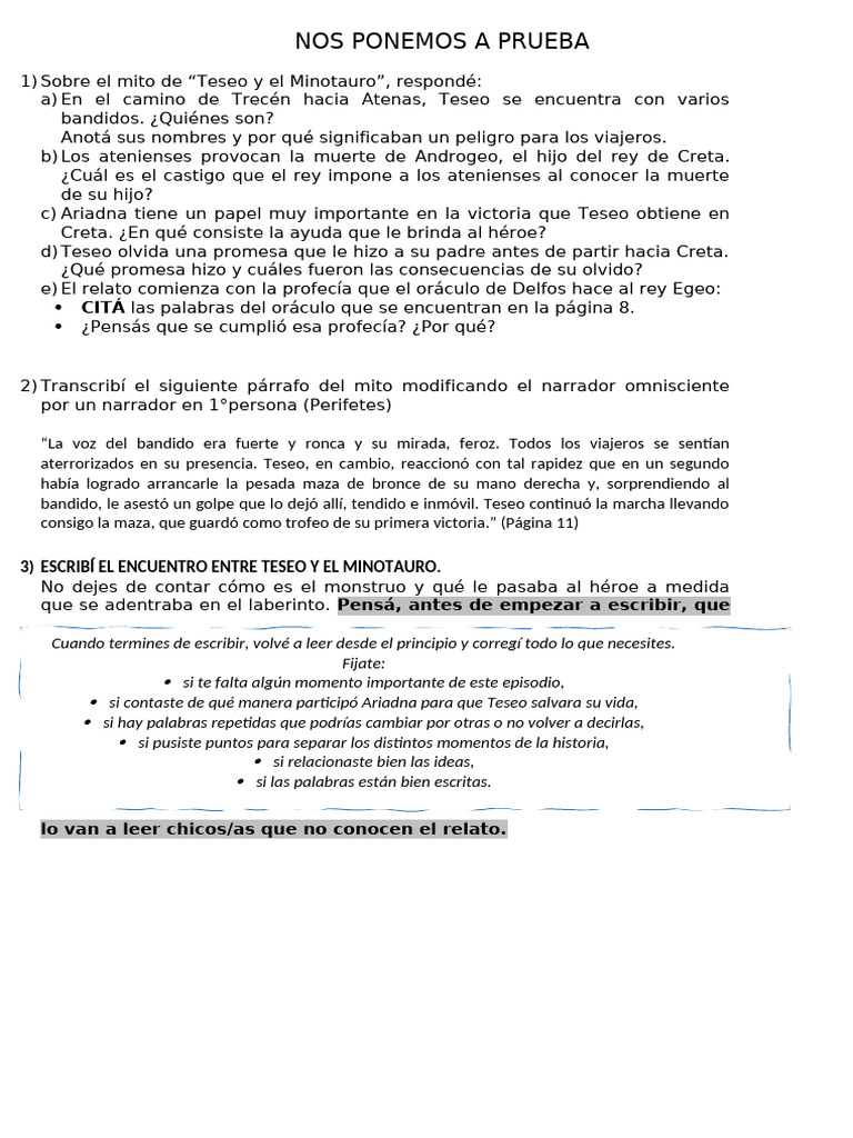 Mito de Teseo: Análisis y Reescritura | PDF