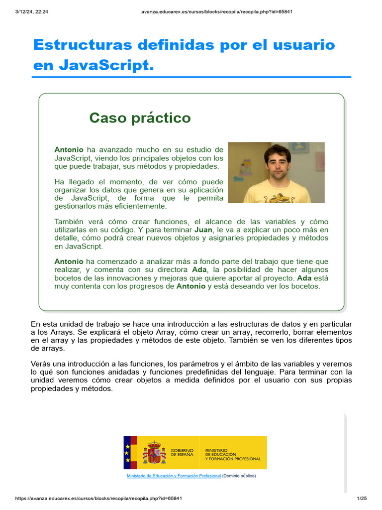 Tema 4 Estructuras Definidas Por El Usuario en JavaScript | PDF ...