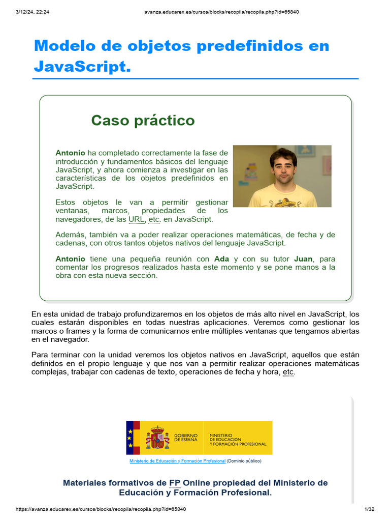 Tema 3 Modelo de Objetos Predefinidos en JavaScript | PDF | Modelo de objeto de documento ...