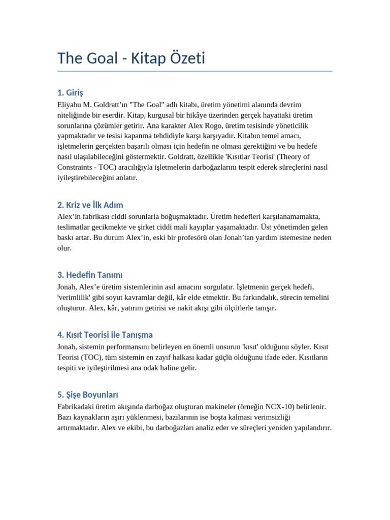The_Goal_Kitap_Ozeti | PDF