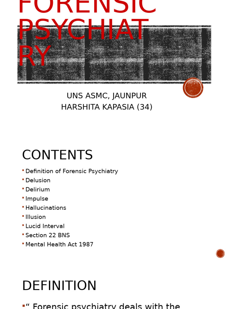 Forensic Psychiatry: Key Concepts Explained | PDF | Insanity Defense ...
