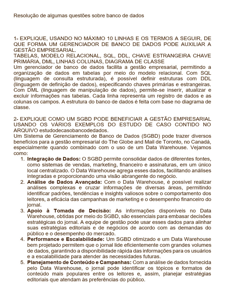 algumasquestesdebancodedadosresolvidas | PDF | Microsoft SQL Server ...
